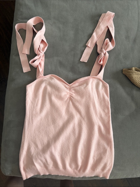LPA | Tops | Lpa Blush Pink Knit Cami With Tie Straps | Poshmark